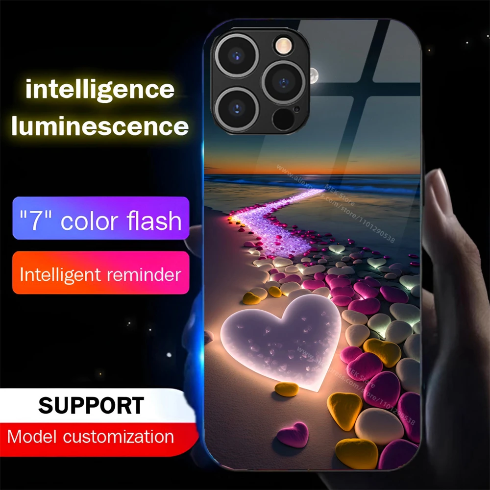 Pretty Crystal Love LED Light Up Phone Case Glowing Back Cover For ...
