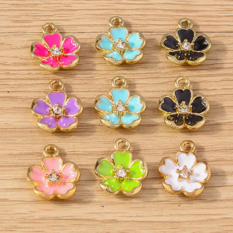 10pcs-12x15mm-Cute-Colorful-Enamel-Flower-Charms-for-Drop-Earrings ...