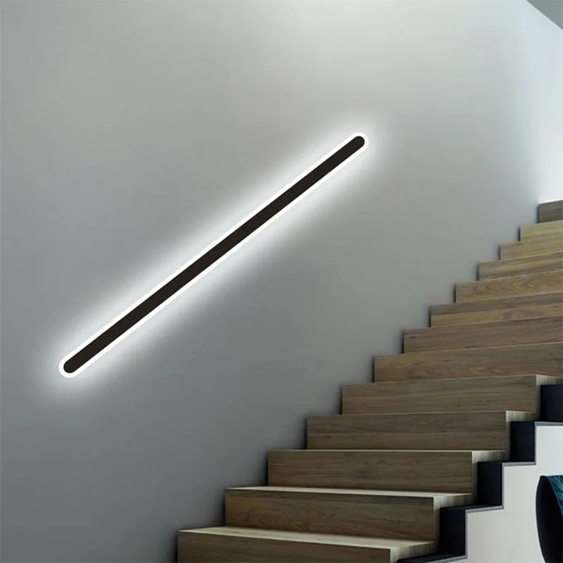 Nordic Minimalist Long Strip Bedroom LED Wall Lamp Modern Background ...