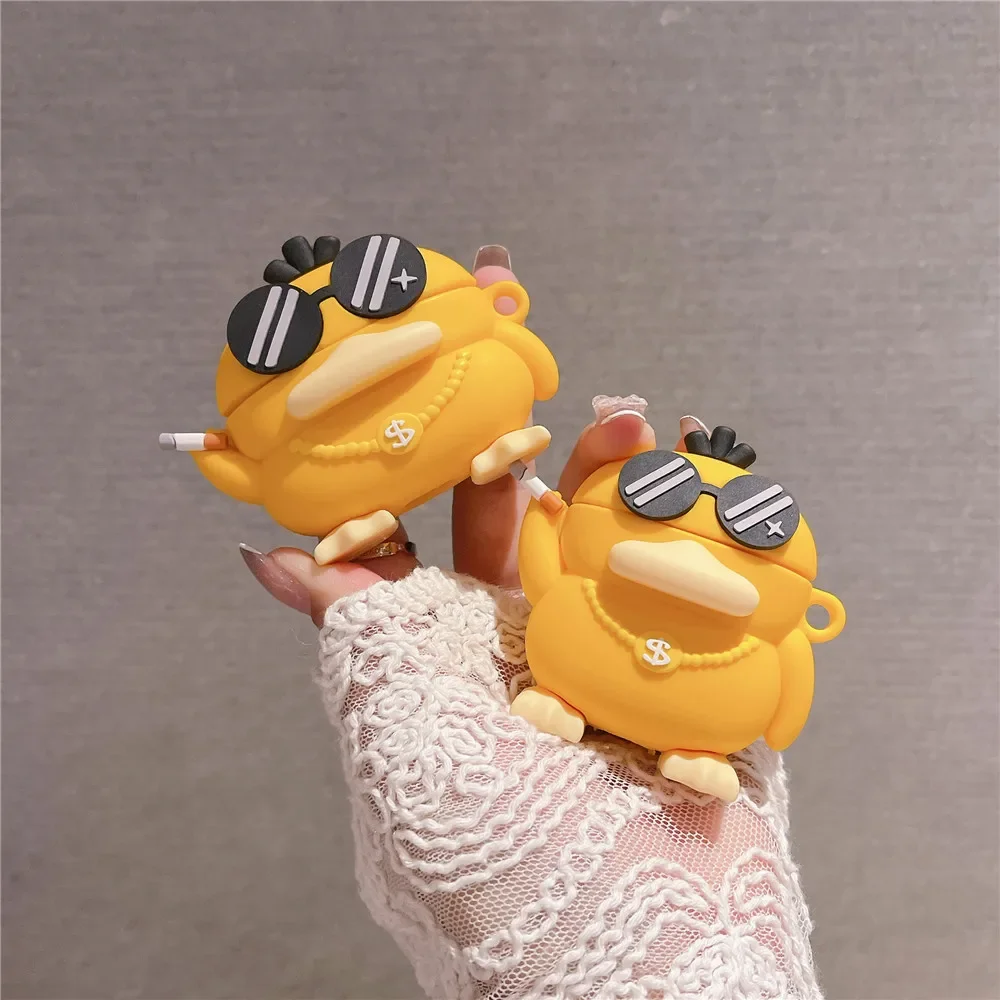 For Huawei Freebuds 3 4 4E 5 4i 5i Pro 3 2+ SE2 Cases Cartoon 3D Duck ...