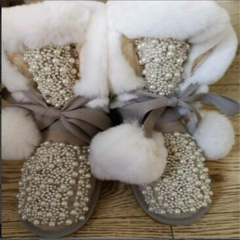 Botas de nieve hechas a mano para mujer, botas de nieve cálidas y ...