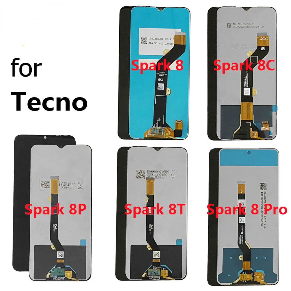 شاشة عرض LCD تعمل باللمس لـ Tecno Spark 8 KG6 ، محول رقمي Tecno Spark 8C KG5k LCD لـ Tecno KG7 ...