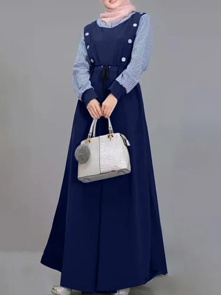 ZANZEA-Vestido-de-retazos-de-Hijab-musulm-n-para-mujer-Abaya-de-manga ...