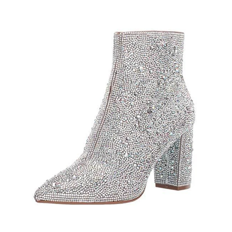 Luxury Crystal Women Toe Boots | Luxury Rhinestones Women Boots ...