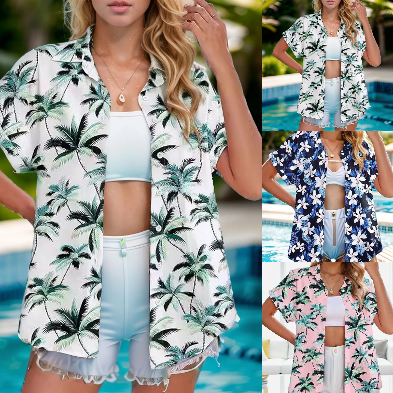 Camisas-de-playa-con-estampado-Floral-de-plantas-tropicales-hawaianas ...