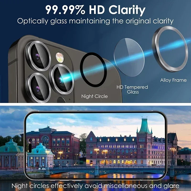 3 шт. металлическое защитное стекло для объектива для iPhone 14 13 12 ...