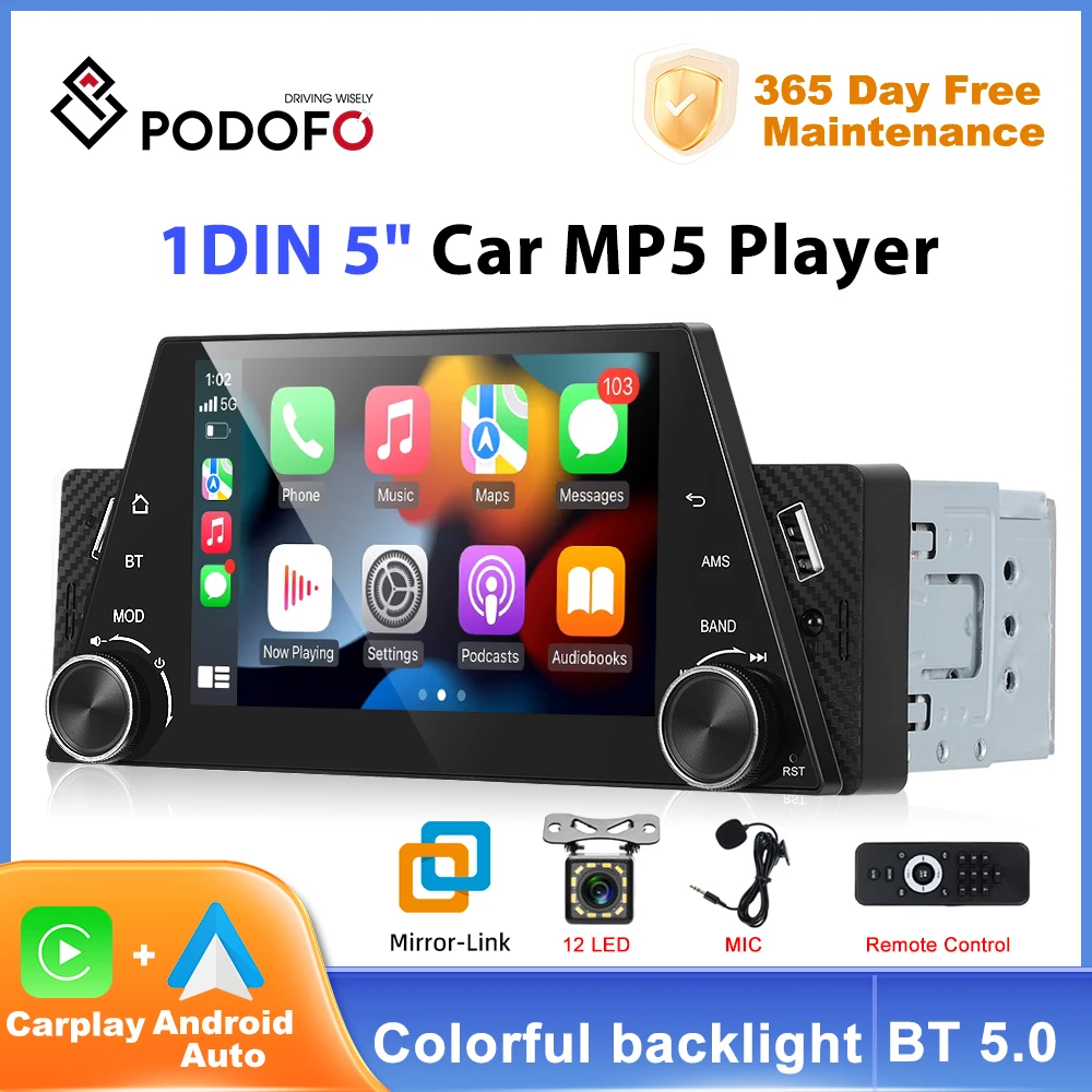 Podofo-Universal-Car-MP5-Player-com-HD-Touch-Screen-1DIN-Bluetooth ...