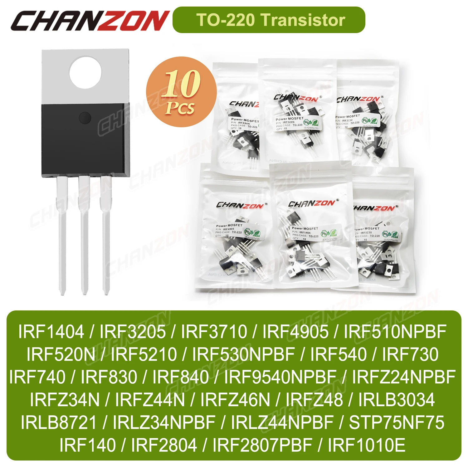 TO220-Irf3205-Irfz44N-Irf740-Irf520N-Irf540-Irf4905-Irf840-Irlb8721 ...