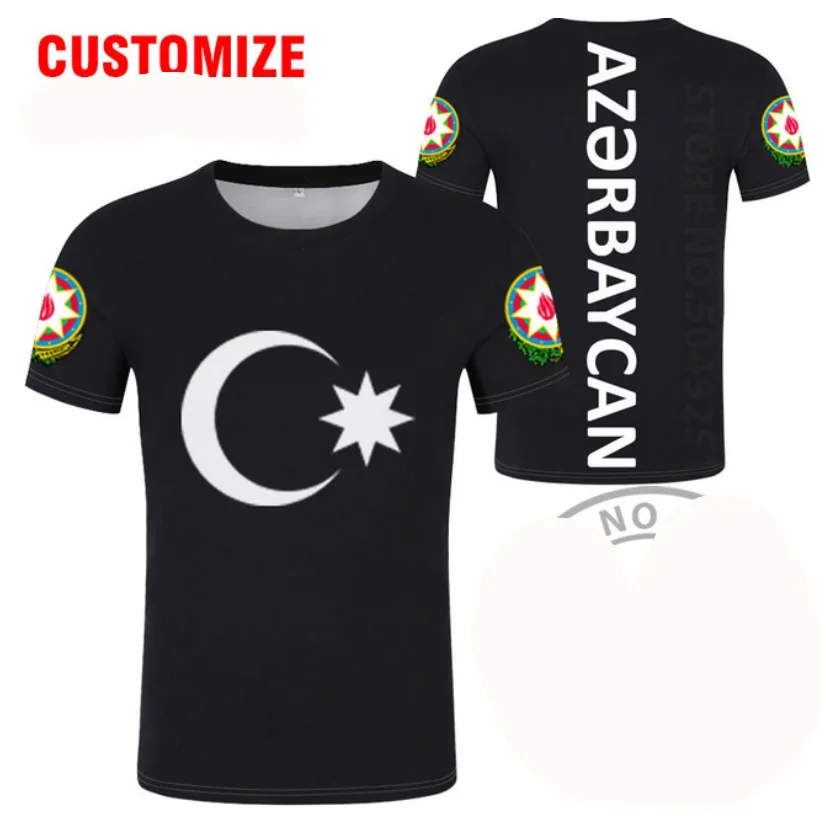AZERBAIJAN-T-shirt-Free-Custom-Made-Name-Number-Black-Print-Flag-Red ...