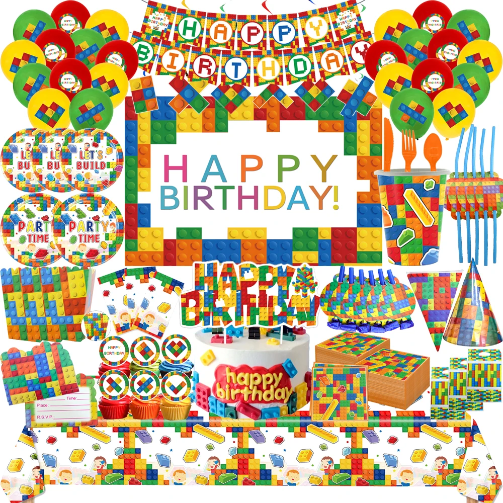 Colorful-Building-Blocks-Birthday-Party-Decoration-Paper-Cup-Plate ...