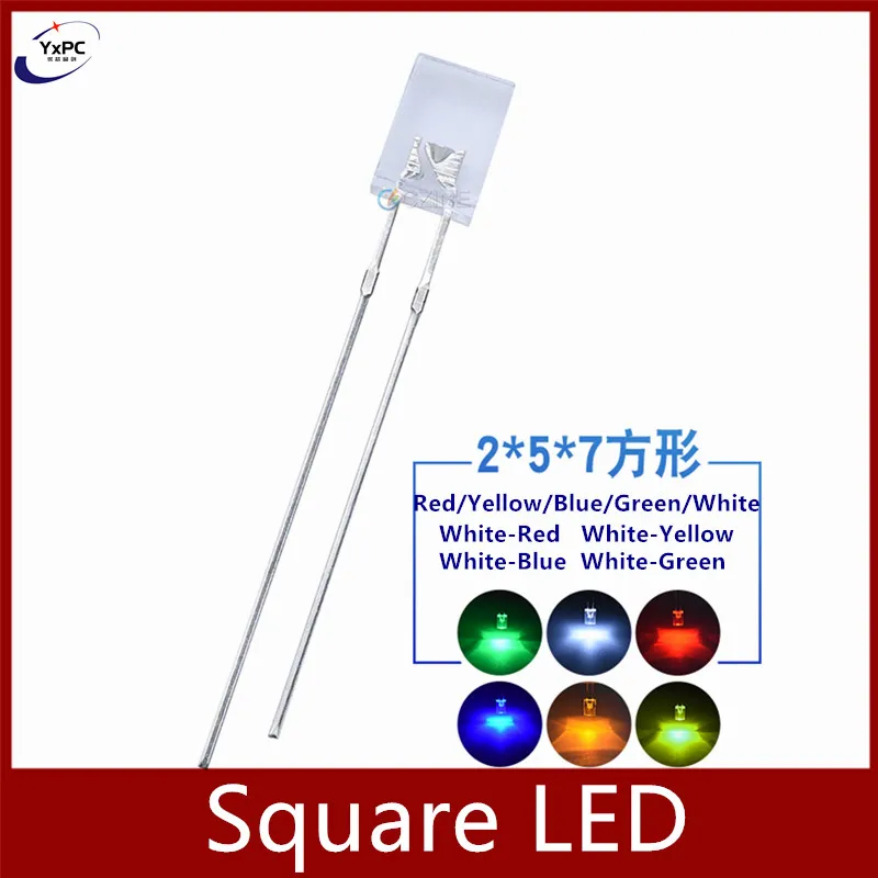 Diodo-emisor-de-luz-LED-cuadrado-kit-de-bricolaje-electr-nico-2x5x7mm ...