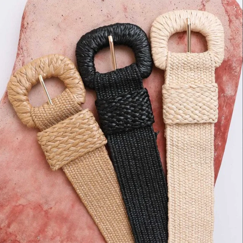 NATURAL-RAFFIA-BROWN-WOVEN-BELT-Bohemian-Boho-Raffia-Wicker-Belt-for ...