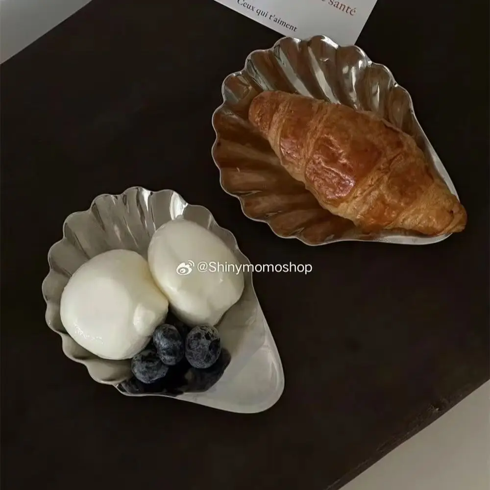 Shell-Shape-Stainless-Steel-Dish-Plate-Metal-Cheese-Plate-Tableware ...
