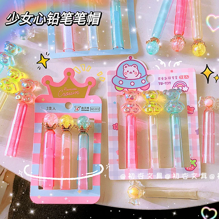 Kawaii-Urso-Coroa-Candy-Pen-L-pis-Cap-Pen-Extender-Grip-para-Crian-as ...