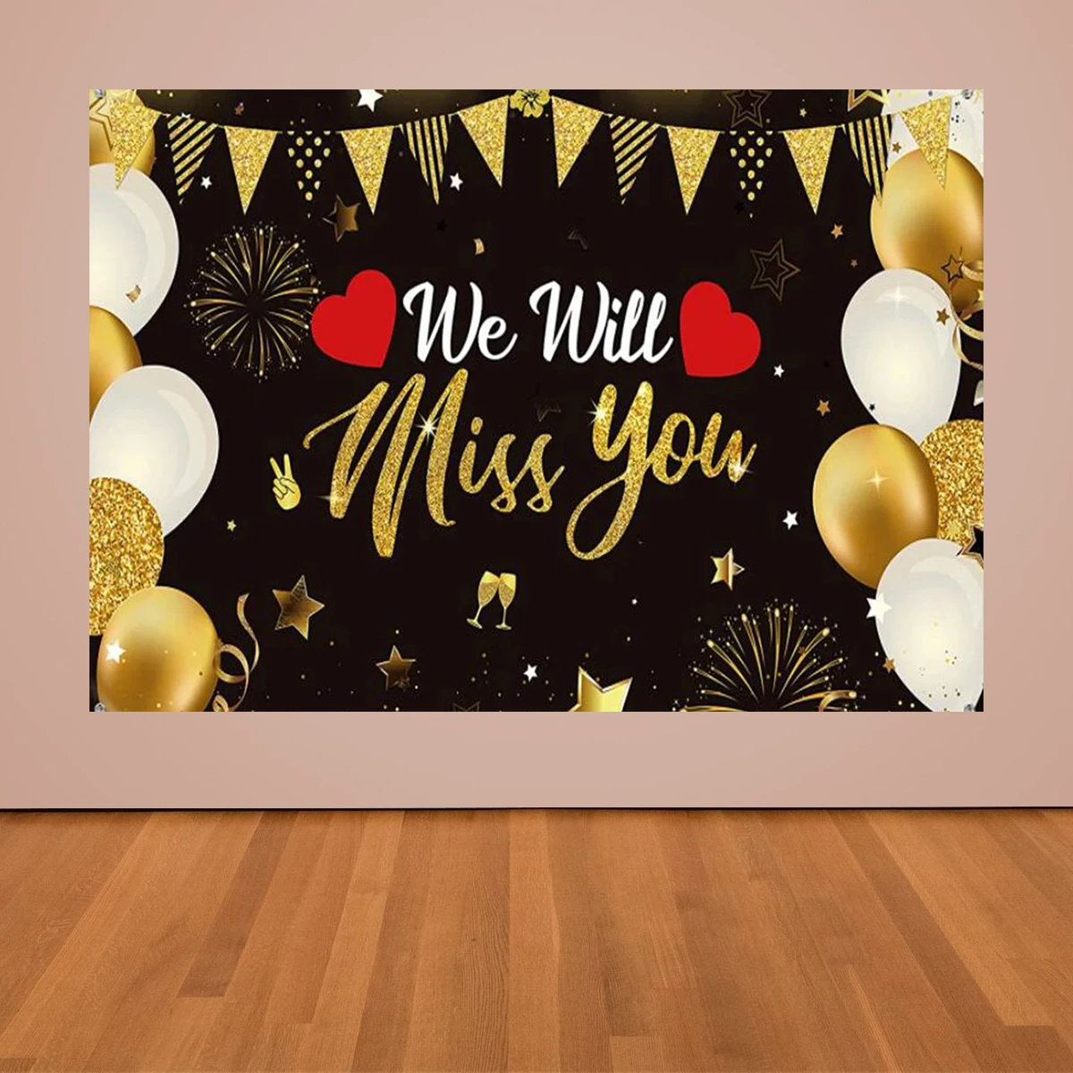 We Will Miss You Farewell Retirement Party Backdrop Retire Banner ...