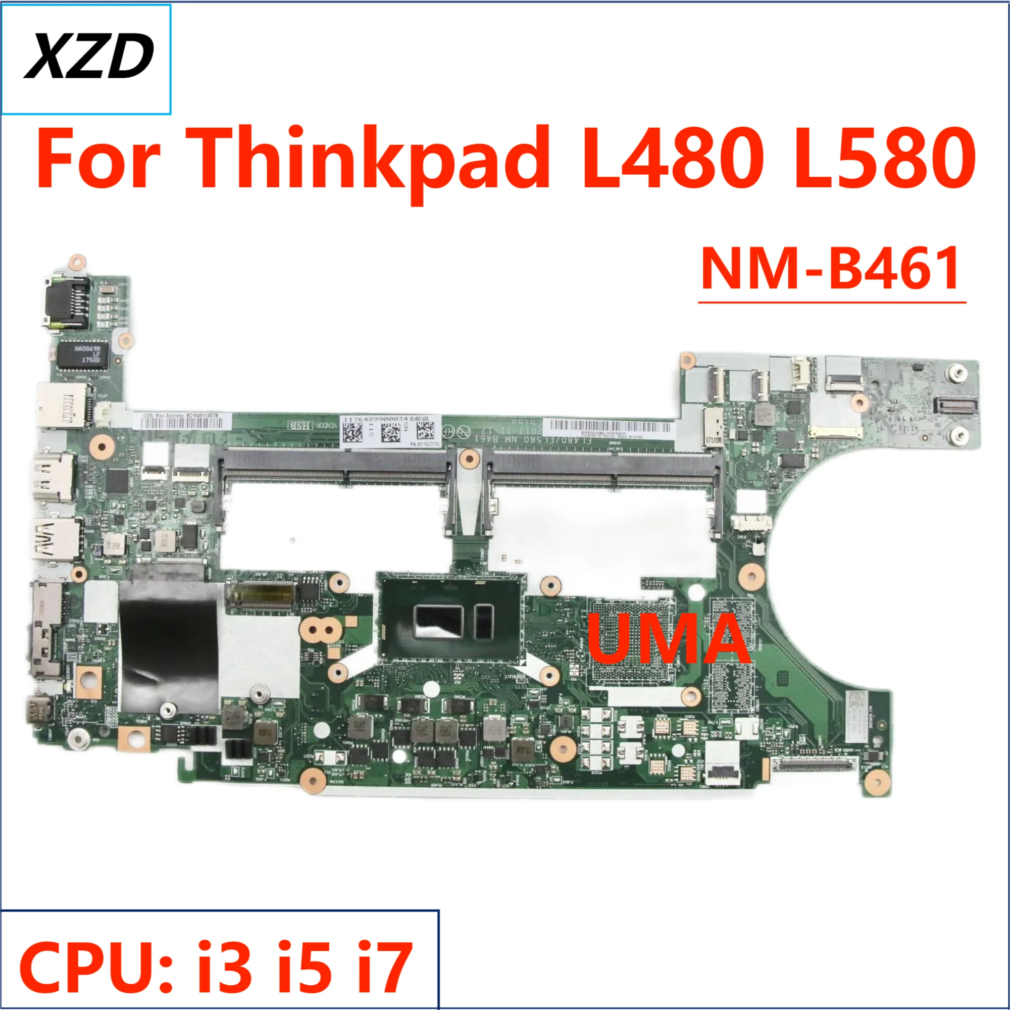 NM-B461 Mainboard For Thinkpad L580 L480 Laptop Motherboard with CPU I3 ...