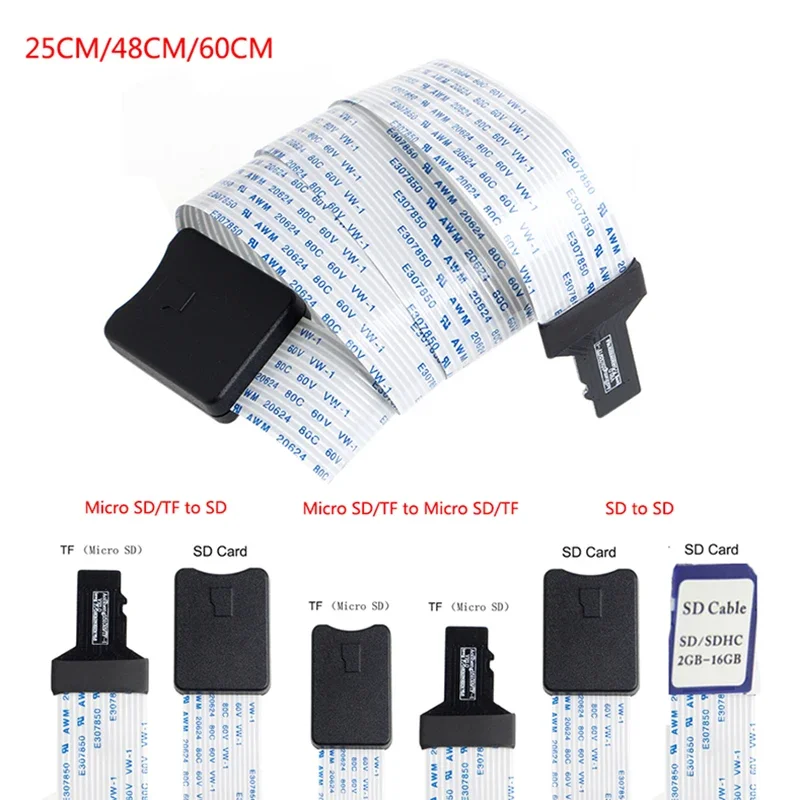 TF SD To Micro SD TF Card Flex Extension Cable Extender Adapter TF Zip ...