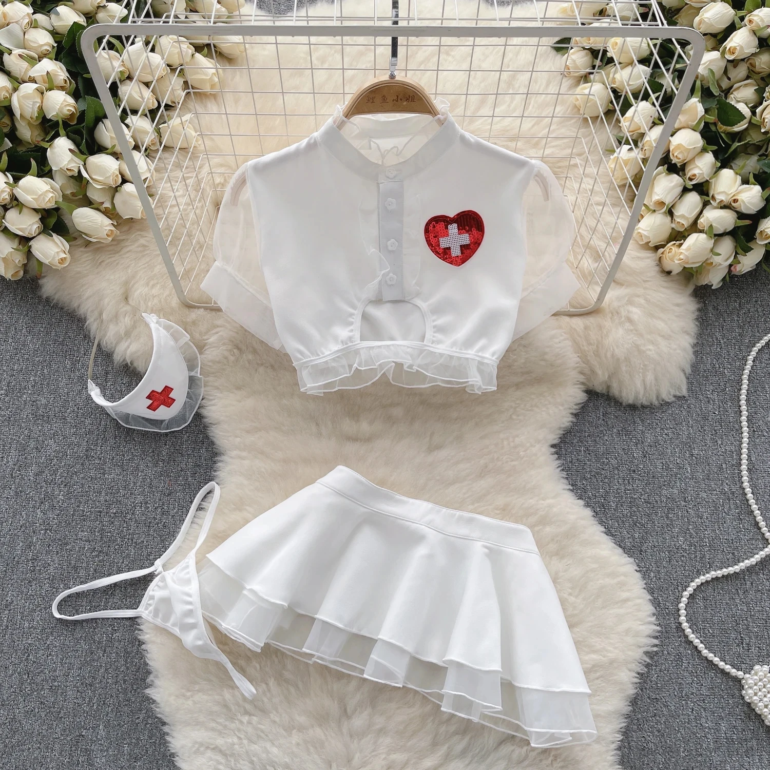Uniforme-de-Cosplay-dulce-Top-corto-de-manga-de-burbuja-con-volantes ...