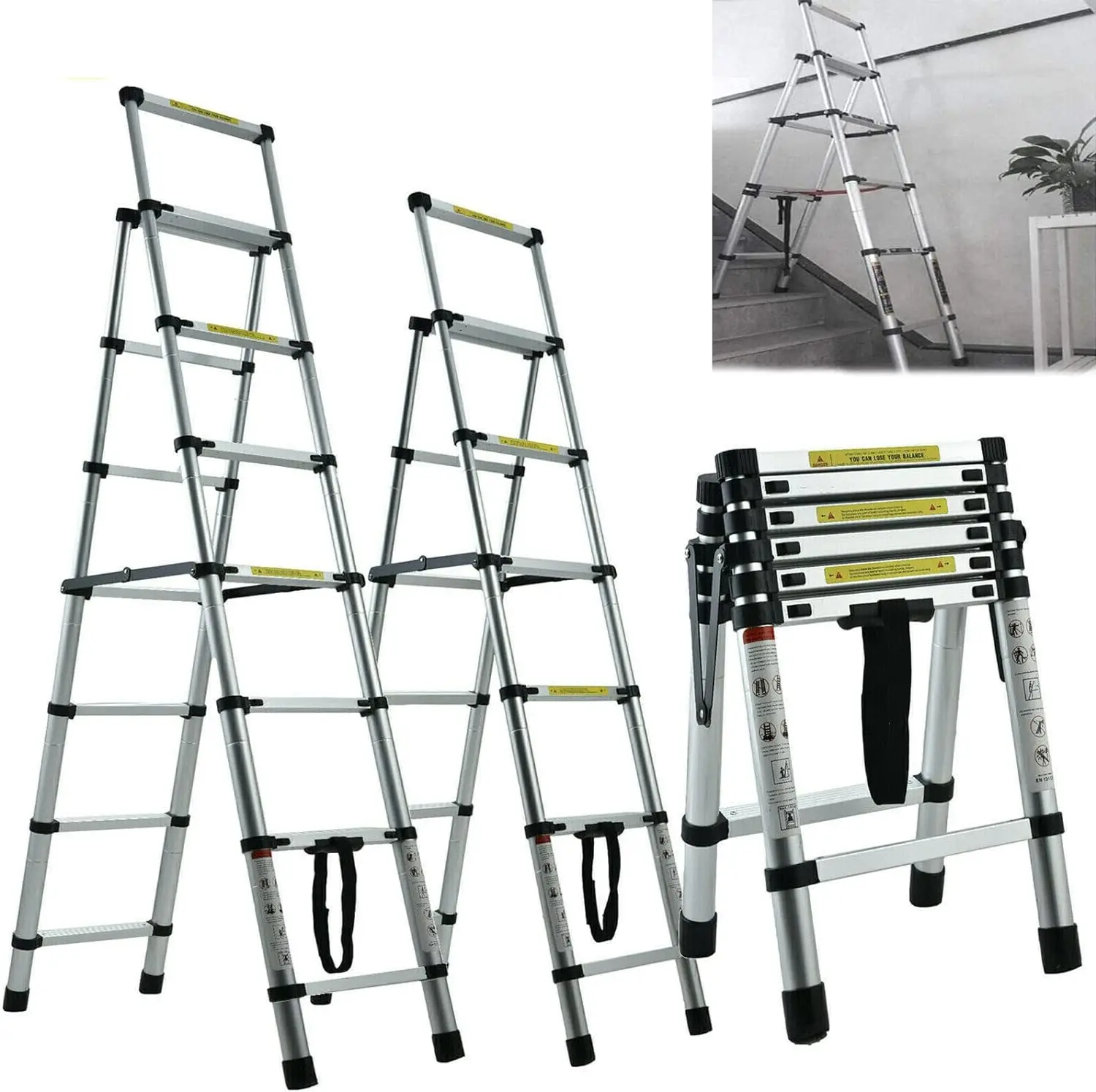 DayPlus-Telescopic-Ladder-Portable-Step-Aluminium-Extension-Ladder-A ...