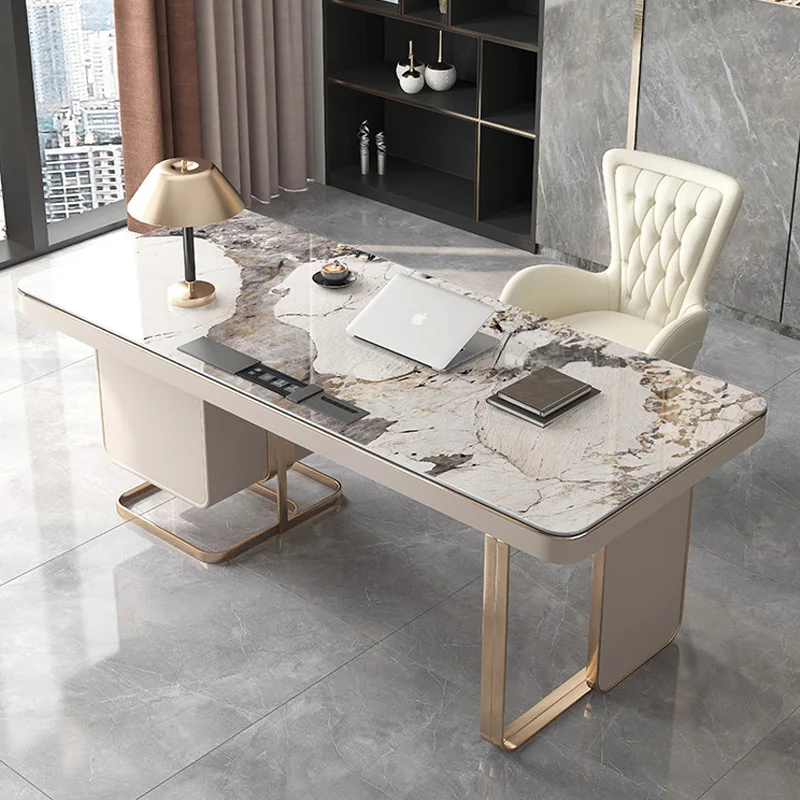 Rock-Slab-Desk-And-Chair-Combination-Study-Computer-Desk-Light-Luxury ...