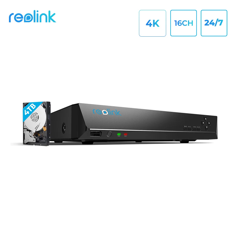 Reolink 16ch RLN16-410 12MP 4K 5MP 4MP PoE Network Video Recorder with ...