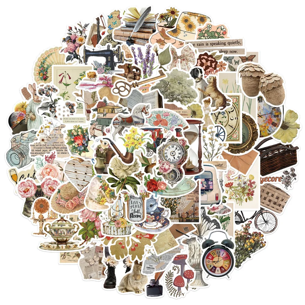 100PCS-Retro-Cartoon-Old-Time-Stickers-Aesthetic-Laptop-Guitar ...