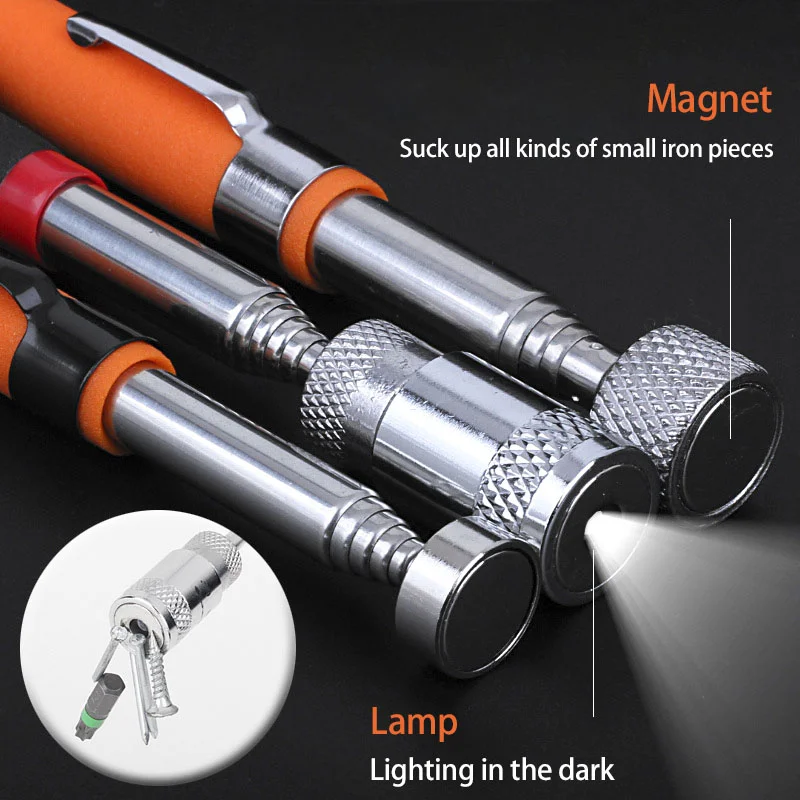 Telescopic Magnetic Pen with Light Mini Hand Portable Magnet Pick Up ...