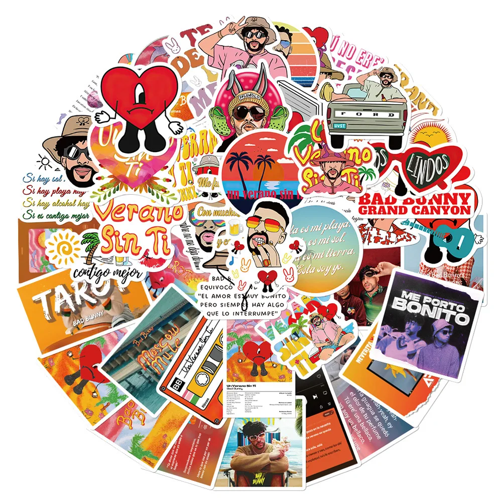 Un-Verano-Sin-Ti-Singer-Bad-Bunny-Stickers-para-coche-port-til-equipaje ...