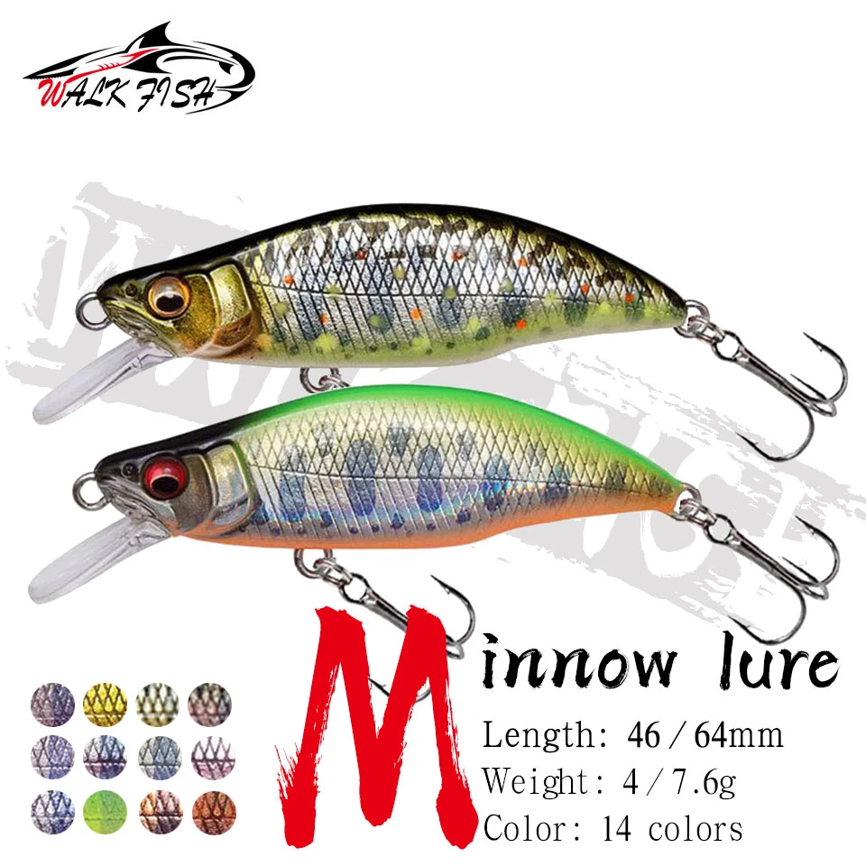 WALK FISH Japan Design 4g 7.6g Sinking Minnow Fishing Lure High Quality ...
