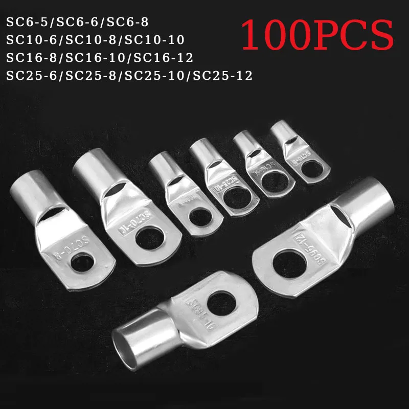 100Pcs-SC-Type-Nose-Terminal-SC6-SC10-SC16-SC25-Copper-Wire-Lugs-Ring ...