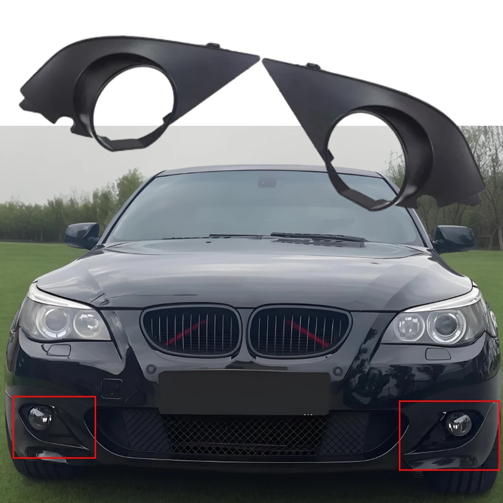 Pair Car Front Bumprt Fog Light Cover Lamp Frame Grille For BMW E60 E61 ...