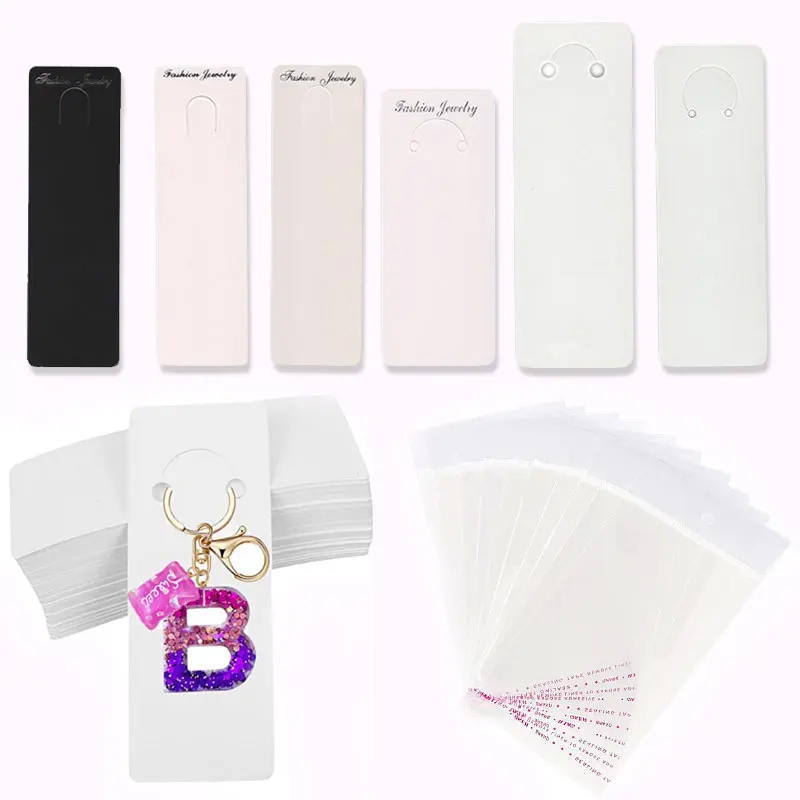 50pcs-lot-Muti-size-Keyrings-Paper-Cards-White-Black-Packing-Cards-for ...