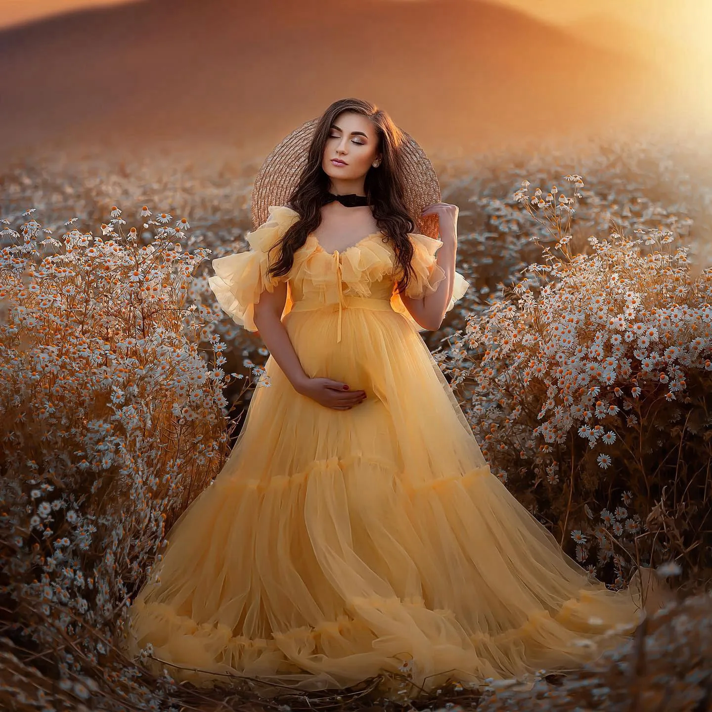 Tulle Maternity Ball Gown For Photo Shoot Sexy Baby Shower Pregnant ...