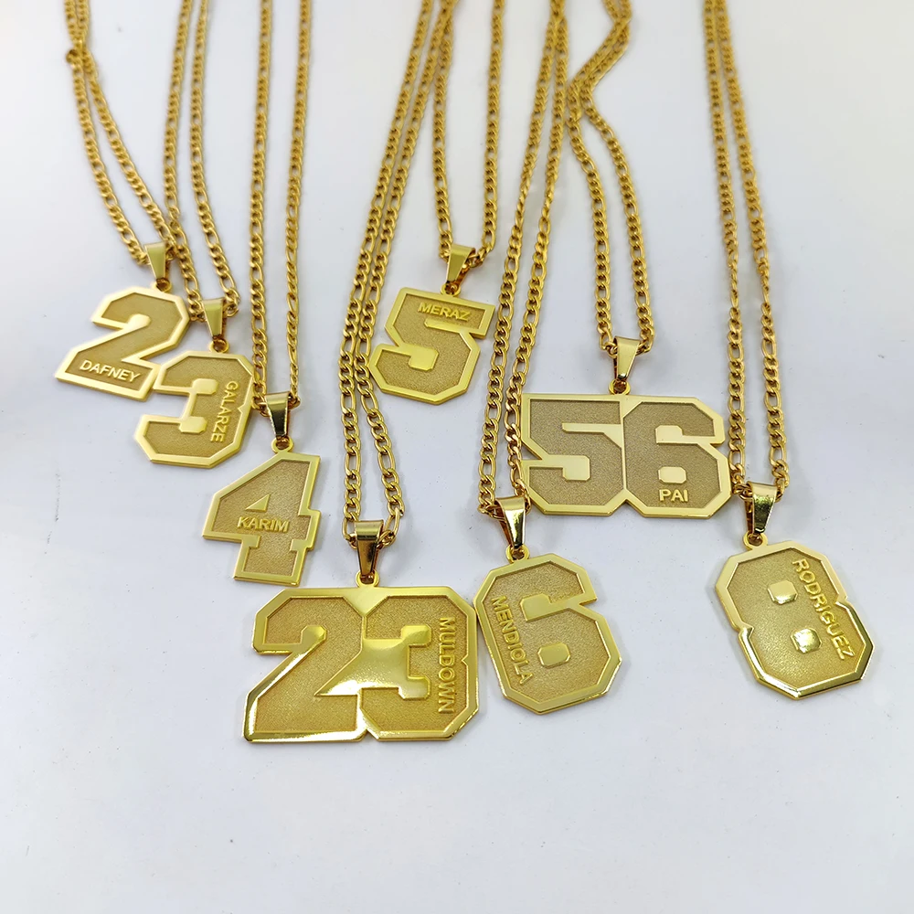 Custom-Lucky-Number-with-Name-Pendent-Necklace-Engrave-Personalized ...