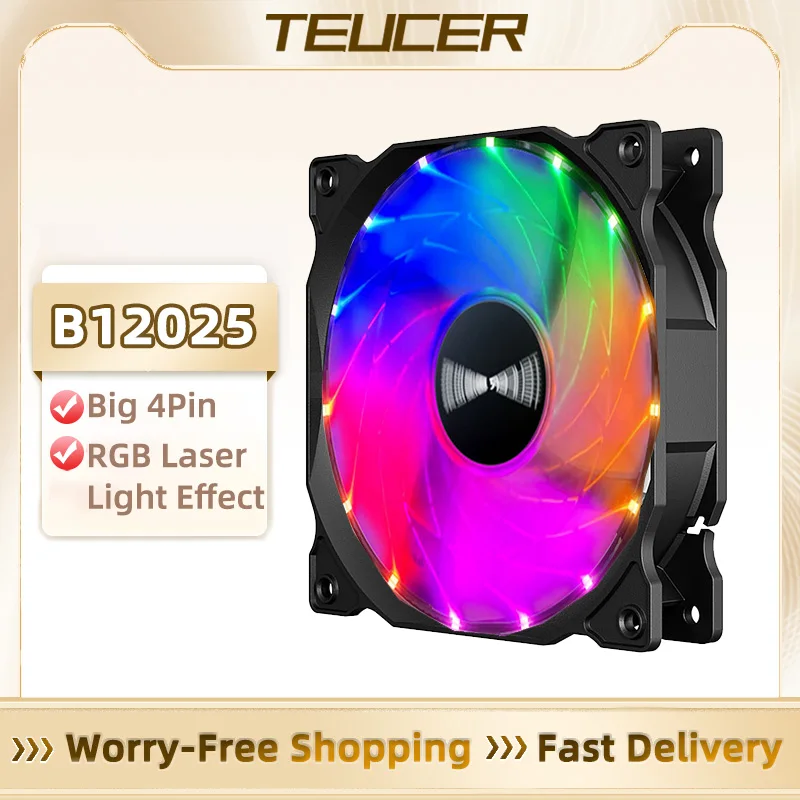 TEUCER-B12025-120mm-Computer-Fan-rainbow-RGB-4pin-High-Cooling ...