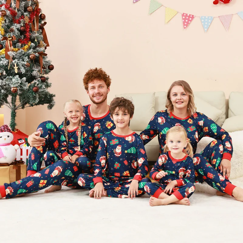 2024 Winter Family Christmas Pajamas Set Allover Print Mom Daughter Dad ...