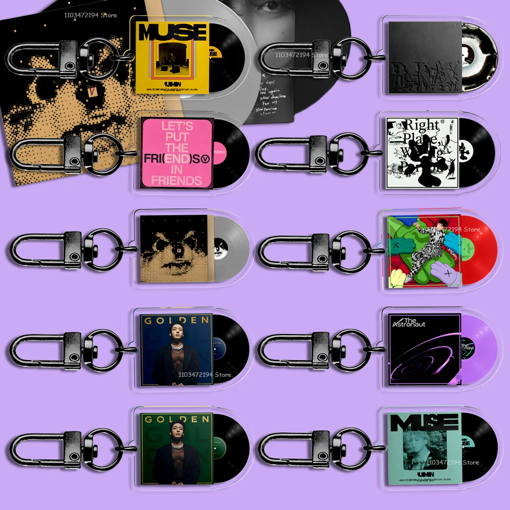 Acrílico kpop mini disco de vinil chaveiro ouro muse álbum layout fares ingido astronauta ...