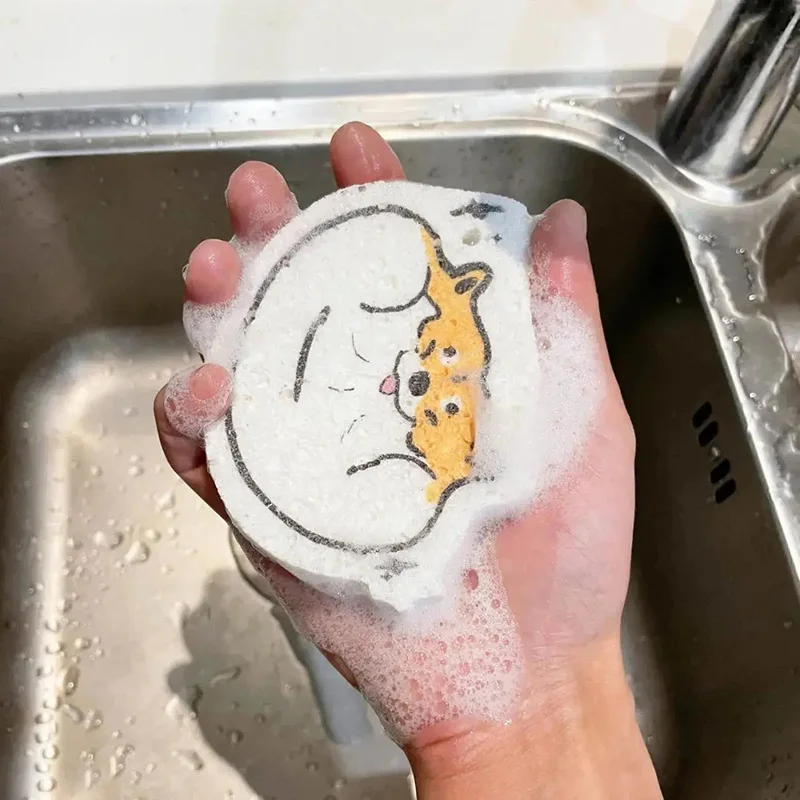 Kitchen-Magic-Dishwash-Sponge-Compressed-Wood-Pulp-Sponges-Cute-Animal ...