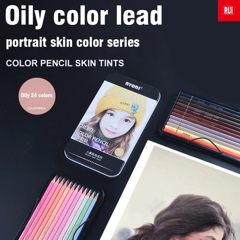 24 Colors Oil Painting Skin Tone Pencil Set Professional Portrait ...