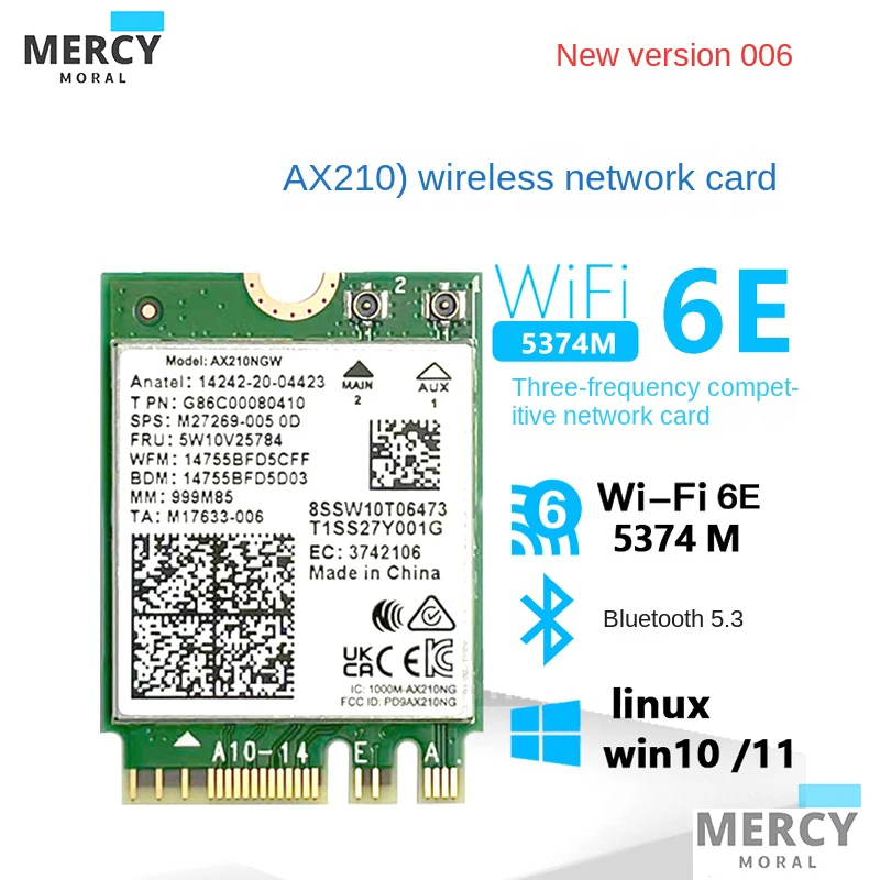 AX210 AX210NGW For Intel Card Wi Fi 6E Bluetooth 5.3 WiFi 6 Adapter ...