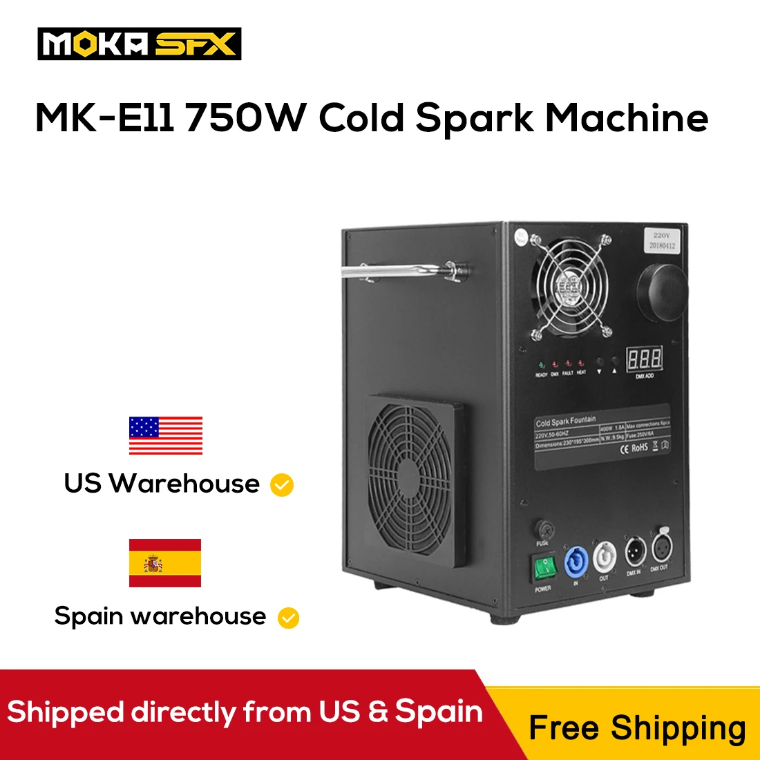 MOKA SFX 750w Cold Spark Machine DMX Control Stage Cold Spark Fountain ...