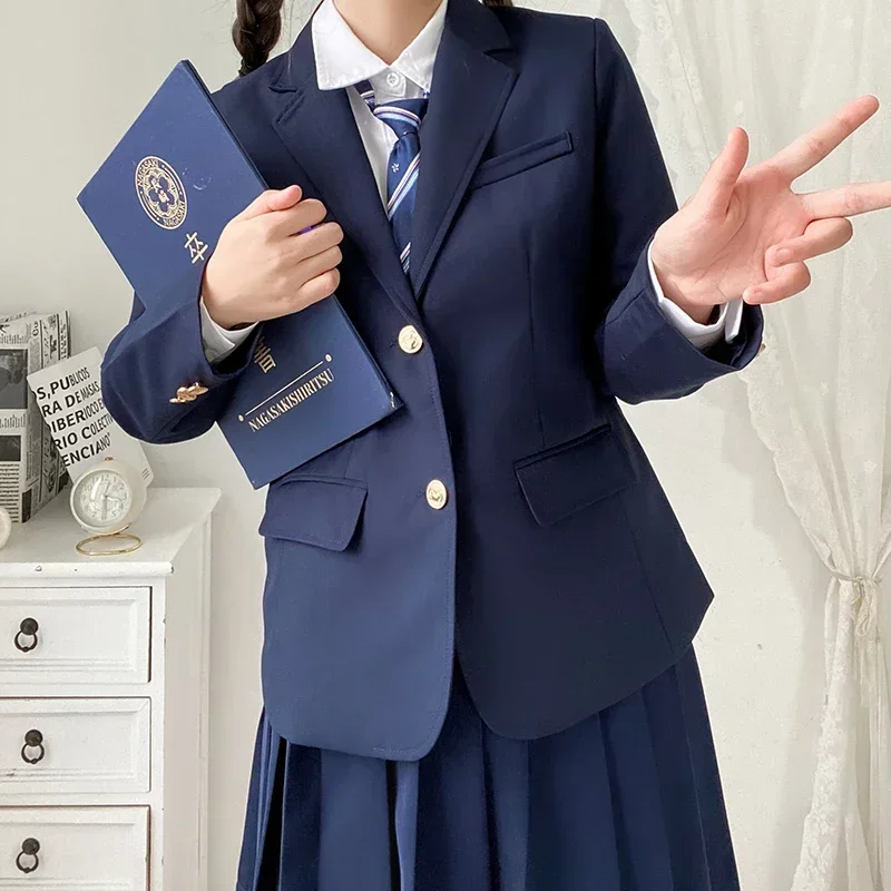 Uniforme-escolar-coreano-para-ni-a-chaqueta-azul-marino-uniforme-de ...