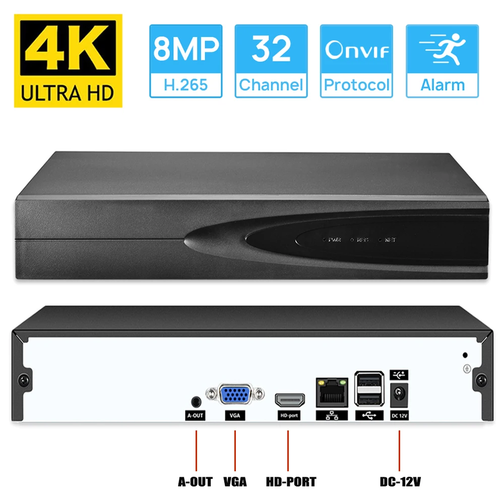 4K 8MP Network Video Recorder 32CH/16CH/9CH CCTV NVR DVR XMeye ONVIF Face Detection Cloud P2P ...