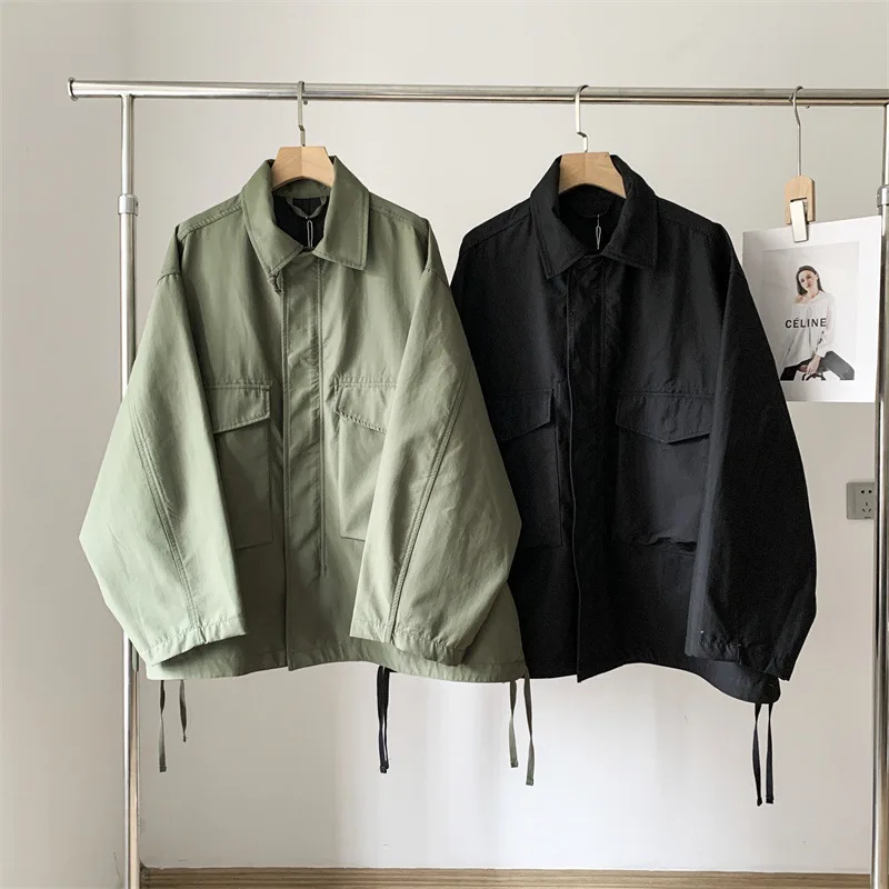 BEAMS-Men-s-Work-Jackets-Japanese-Autumn-New-Large-Pocket-Solid-Color ...