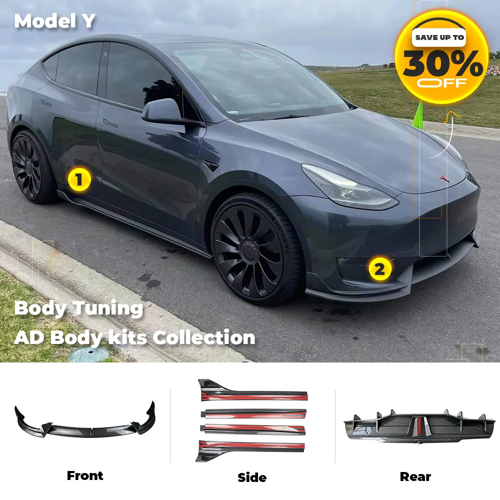 Tesla-Body-Kits-For-Model-Y-2020-2023-Matte-Carbon-Rear-Diffuser-Side ...