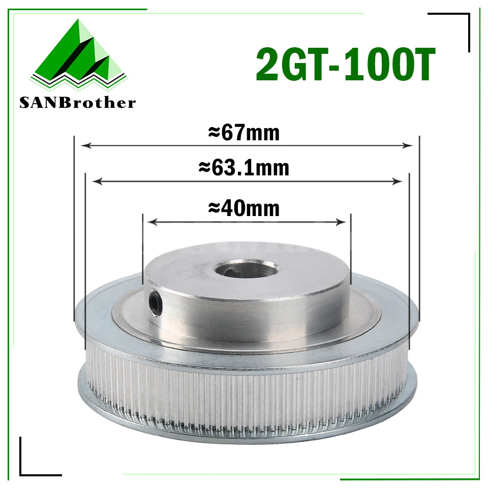 2GT 100T Big Timing Belt Pulley Bore 5/6/6.35/8/10/12-20/25 GT2 ...