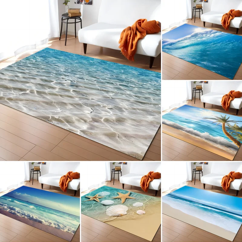 Sea-Wave-Printed-Carpet-for-Home-Living-Room-Decor-Floor-Mat-Non-slip ...