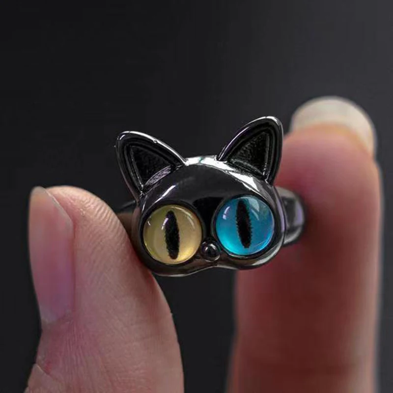 Black-Cat-Monster-Ring-for-Women-Funny-Big-Eye-Cartoon-Couple-Rings ...
