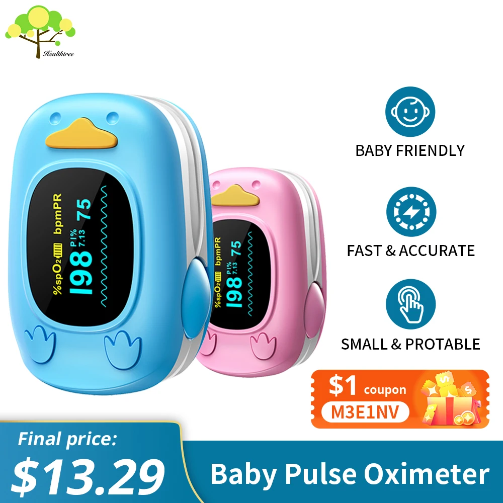 HealthTree oxímetro pediátrico De Dedo para niños, pulsioxímetro SpO2 PR, pantalla OLED ...