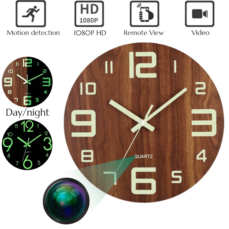 1080p Full Hd Mini Camera Wifi Wall Clock Camera Motion Detection Home ...